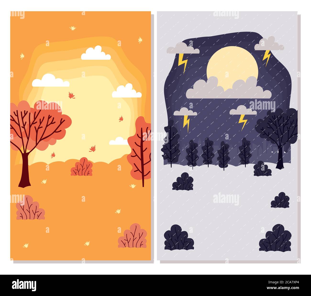 seasons scenes weathers set collections vector illustration design ...