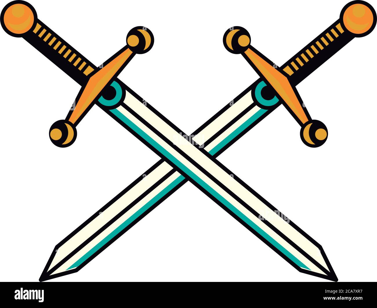 swords weapons crossed tattoo art icon vector illustration design Stock ...