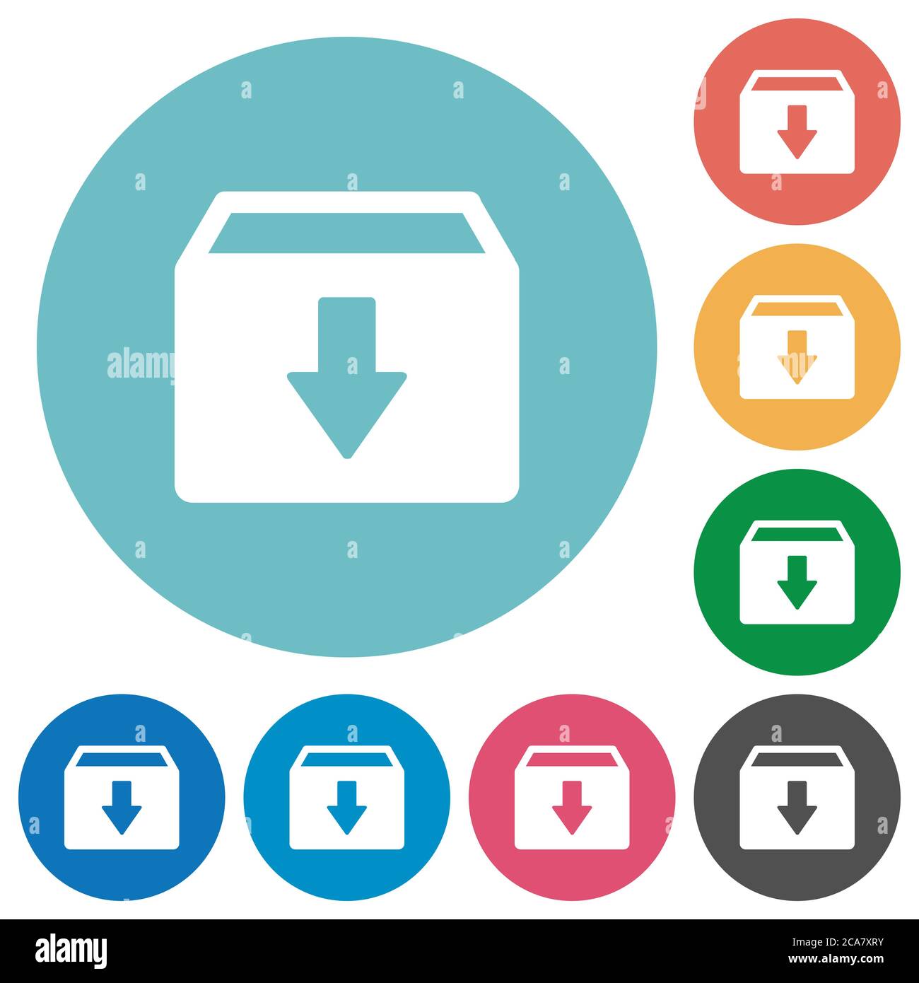 Archive flat white icons on round color backgrounds Stock Vector Image ...