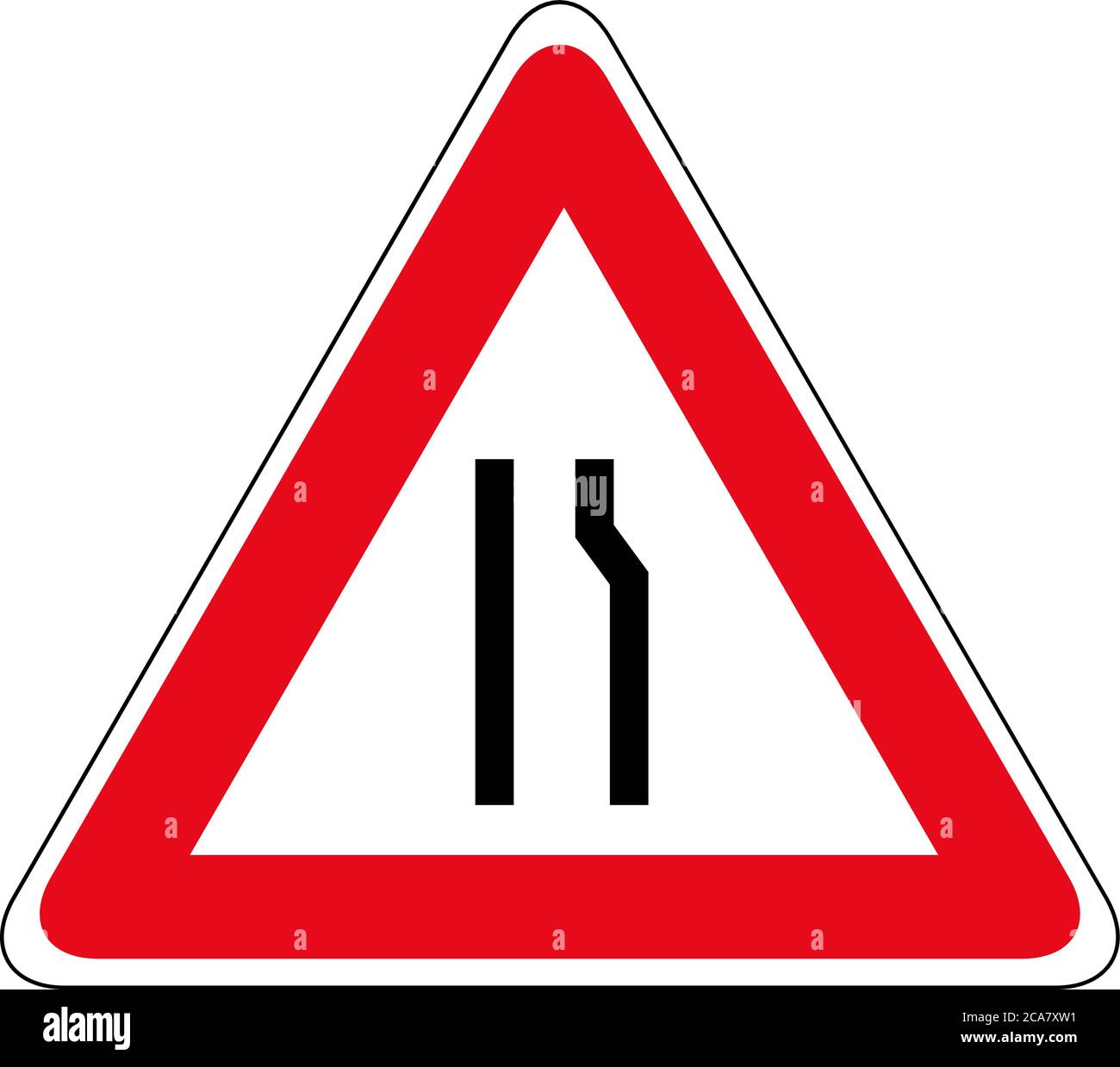Road sign. Narrow road on one side. Vector illustration. Vector design ...