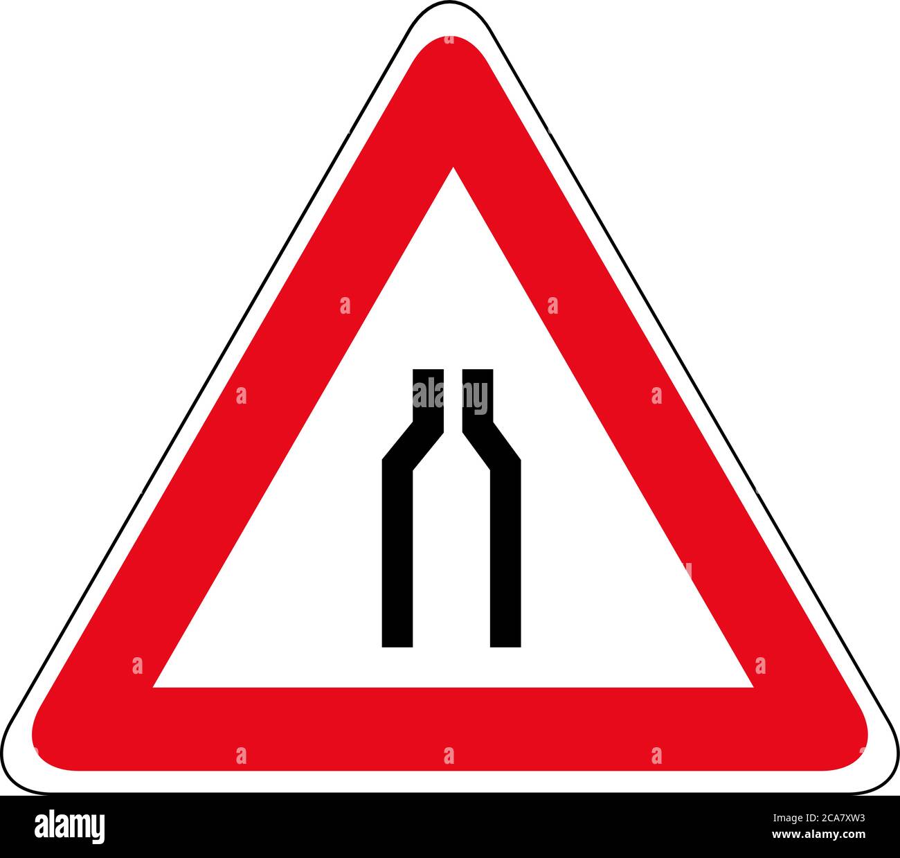 Traffic sign road narrows on both sides. Vector illustration Stock ...