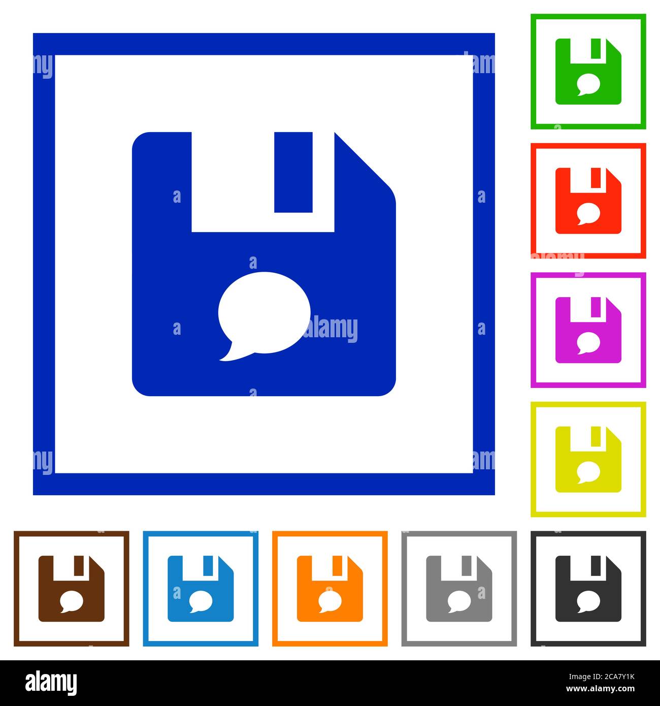 File comment flat color icons in square frames on white background ...