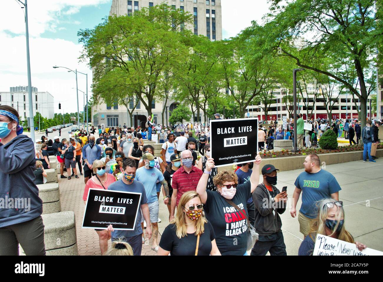 Dayton, Ohio, United States 05/30/2020 protesters at a black lives ...