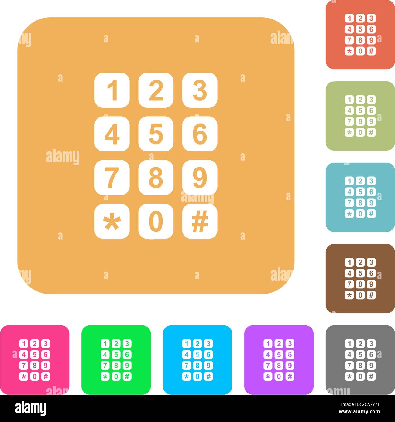Numeric keypad flat icons on rounded square vivid color backgrounds Stock Vector Image & Art - Alamy