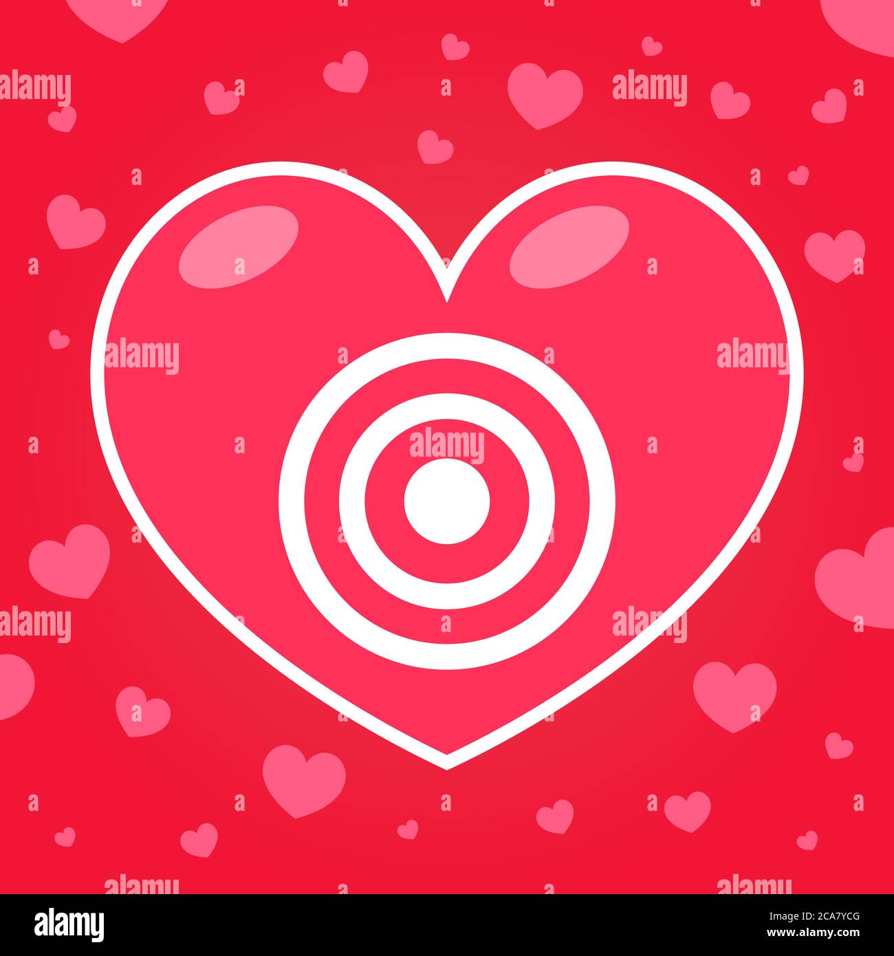 red heart with a goal sign inside. flat vector illustration Stock ...