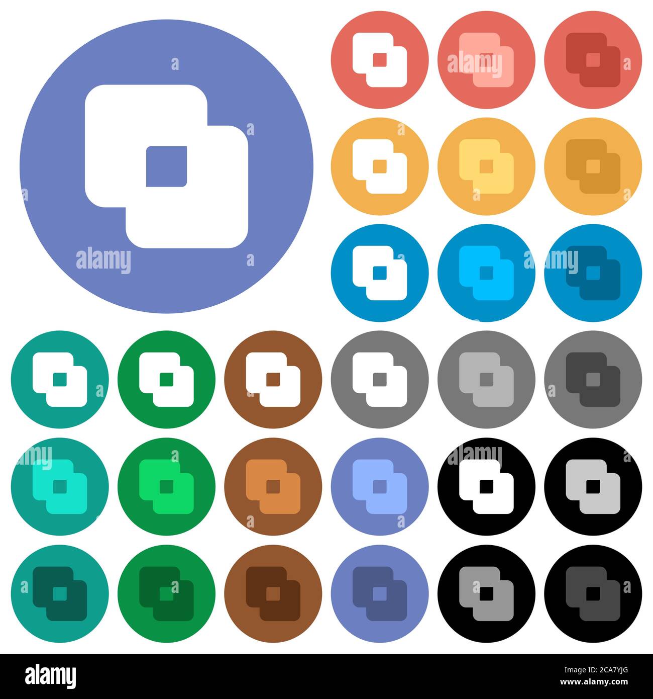 Exclude shapes multi colored flat icons on round backgrounds. Included ...
