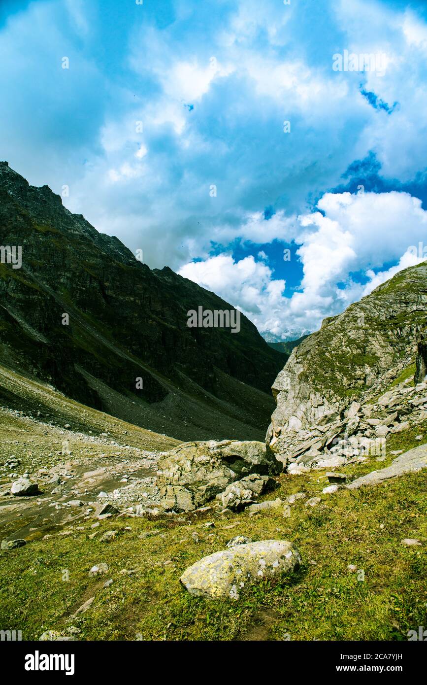 Mountain desert landscape with clouds, landscape High mountain ...