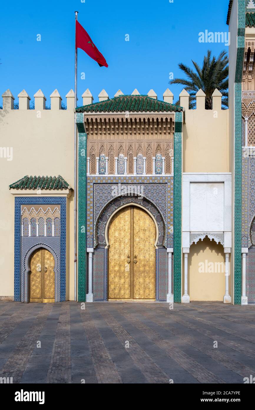 Royal Palace of Fes in Morocco is noted for its iconic golden gates ...