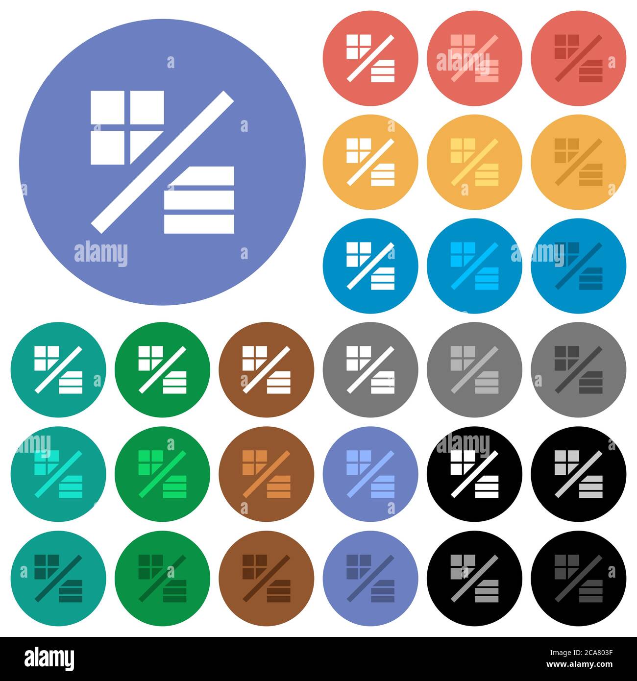 View mode multi colored flat icons on round backgrounds. Included white ...