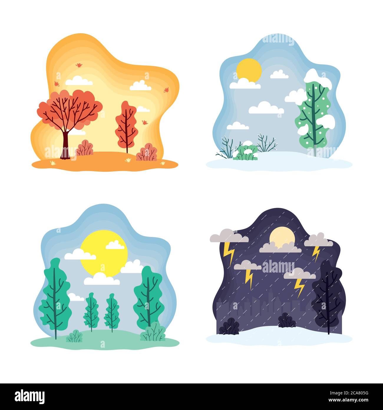 seasons scenes weathers set collections vector illustration design ...