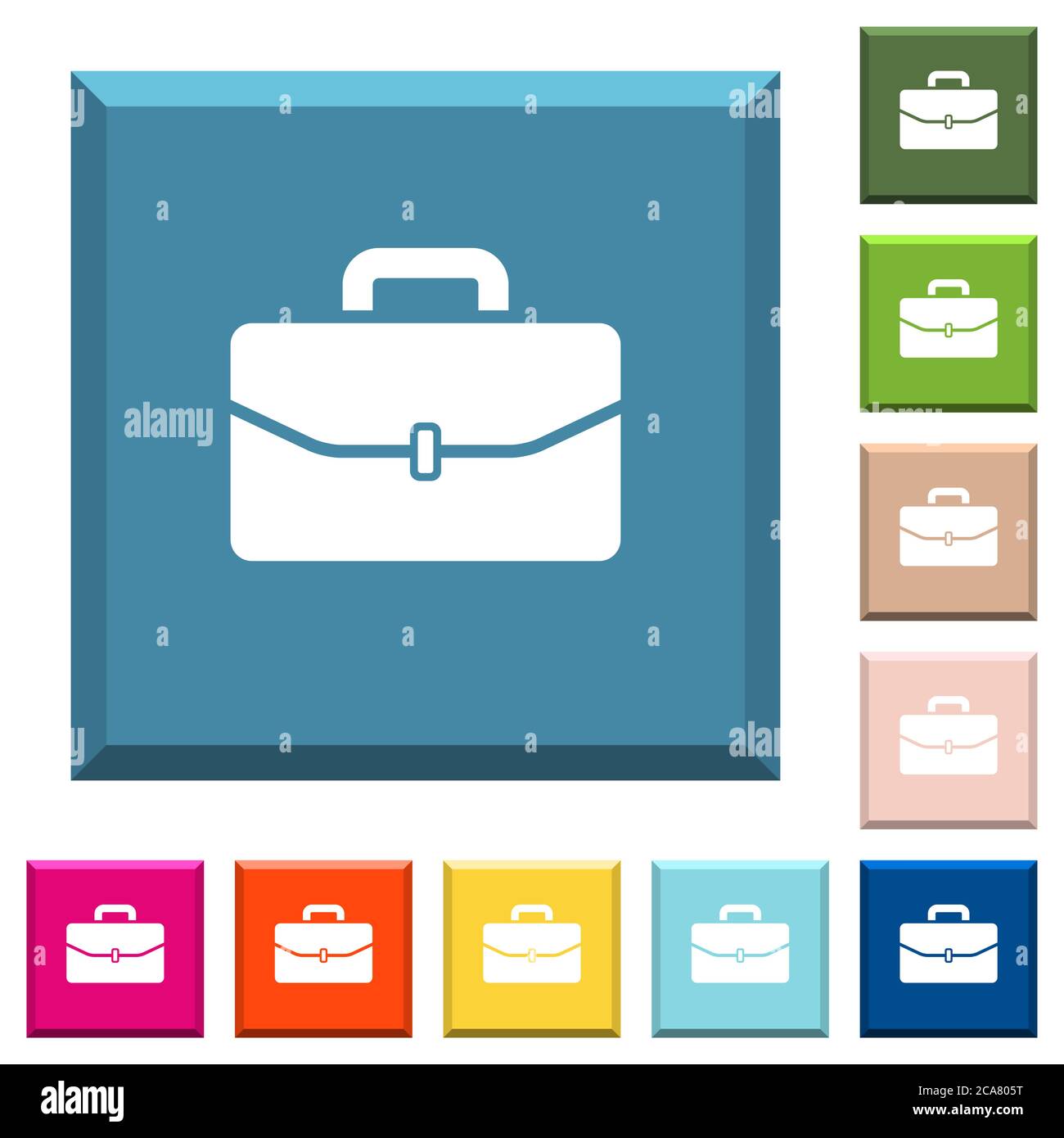 Satchel with one buckle white icons on edged square buttons in various ...