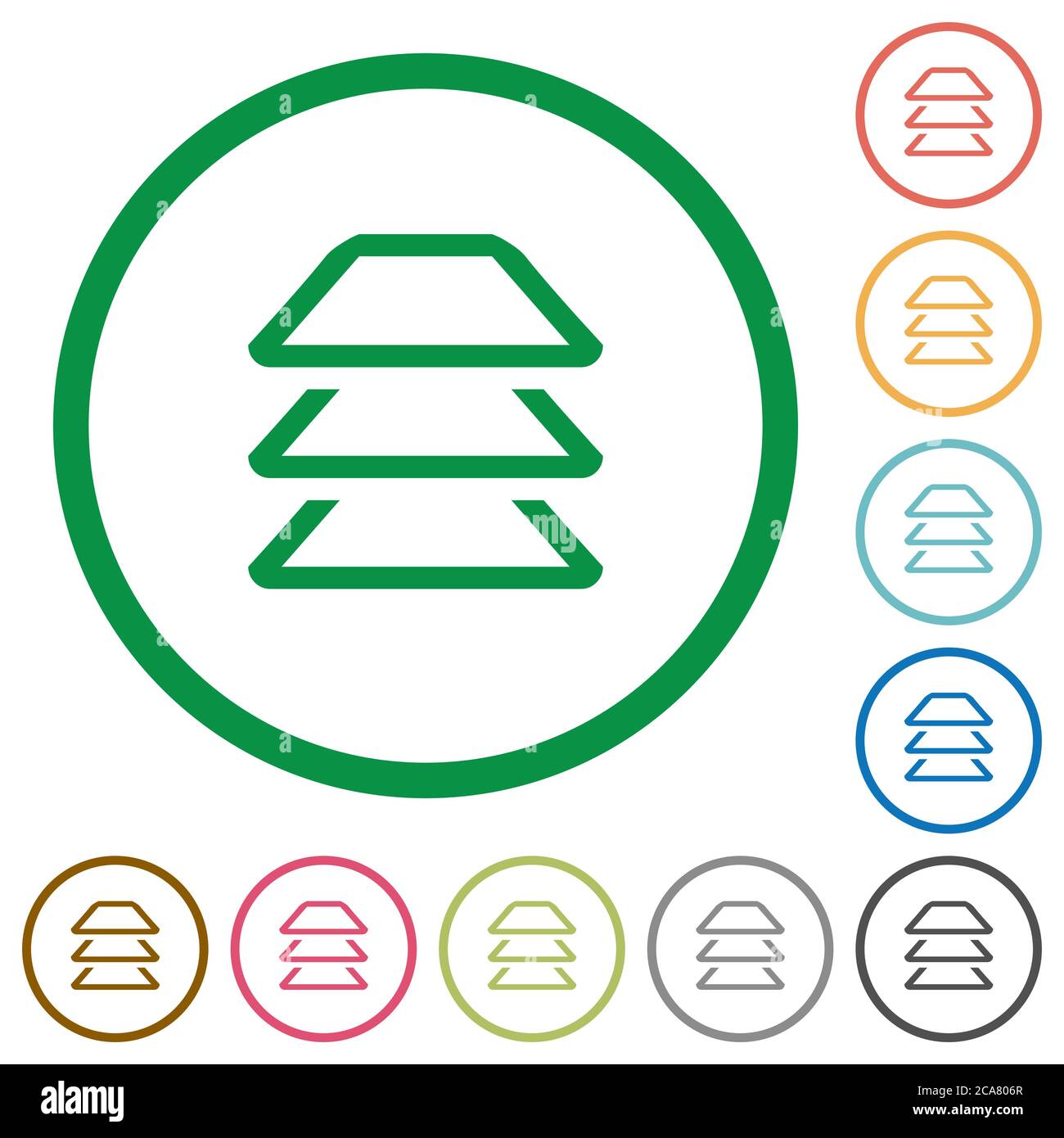 Multiple Layers Flat Color Icons In Round Outlines On White Background Stock Vector Image And Art