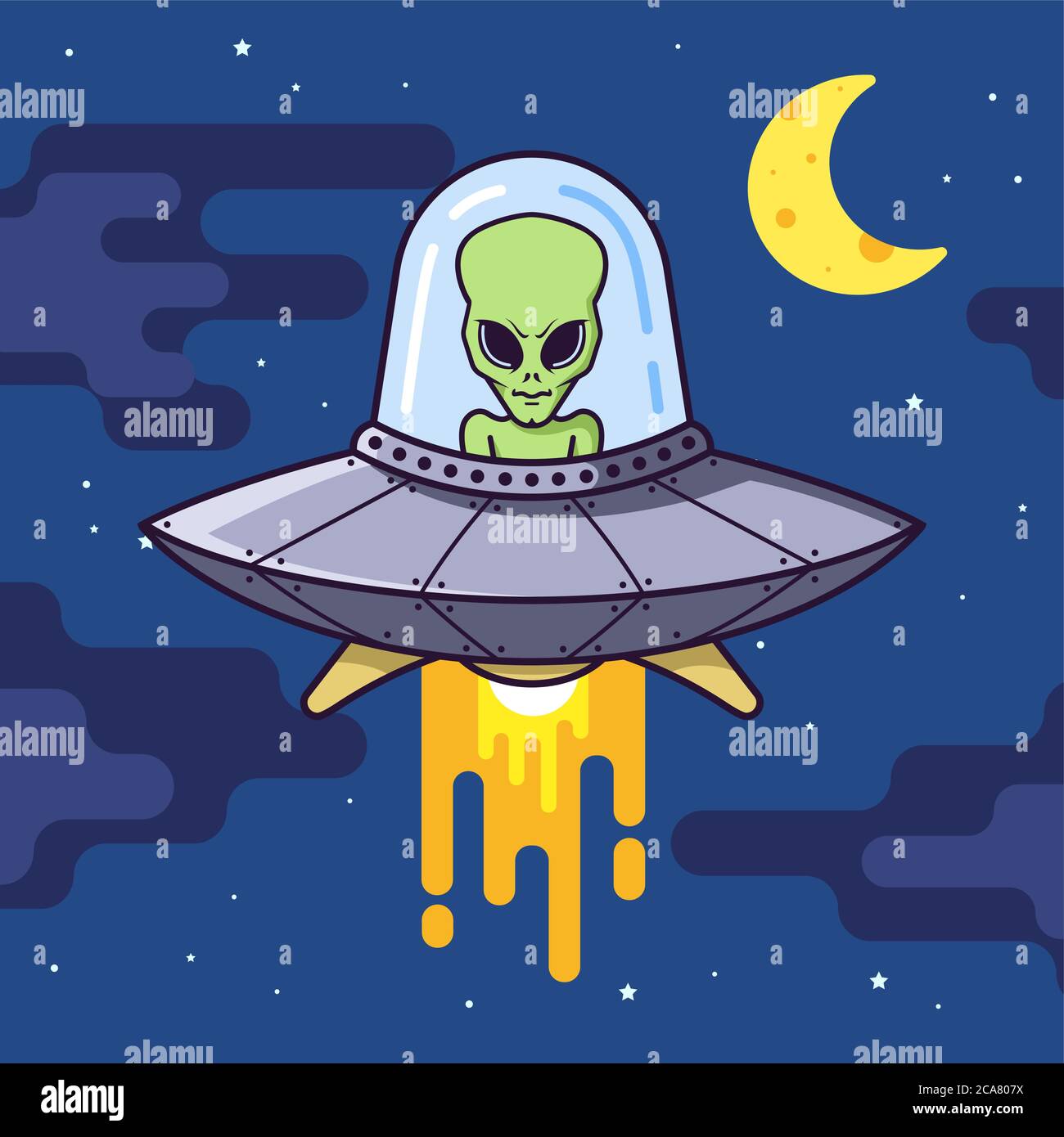 Vintage ufo in sky Stock Vector Images - Alamy