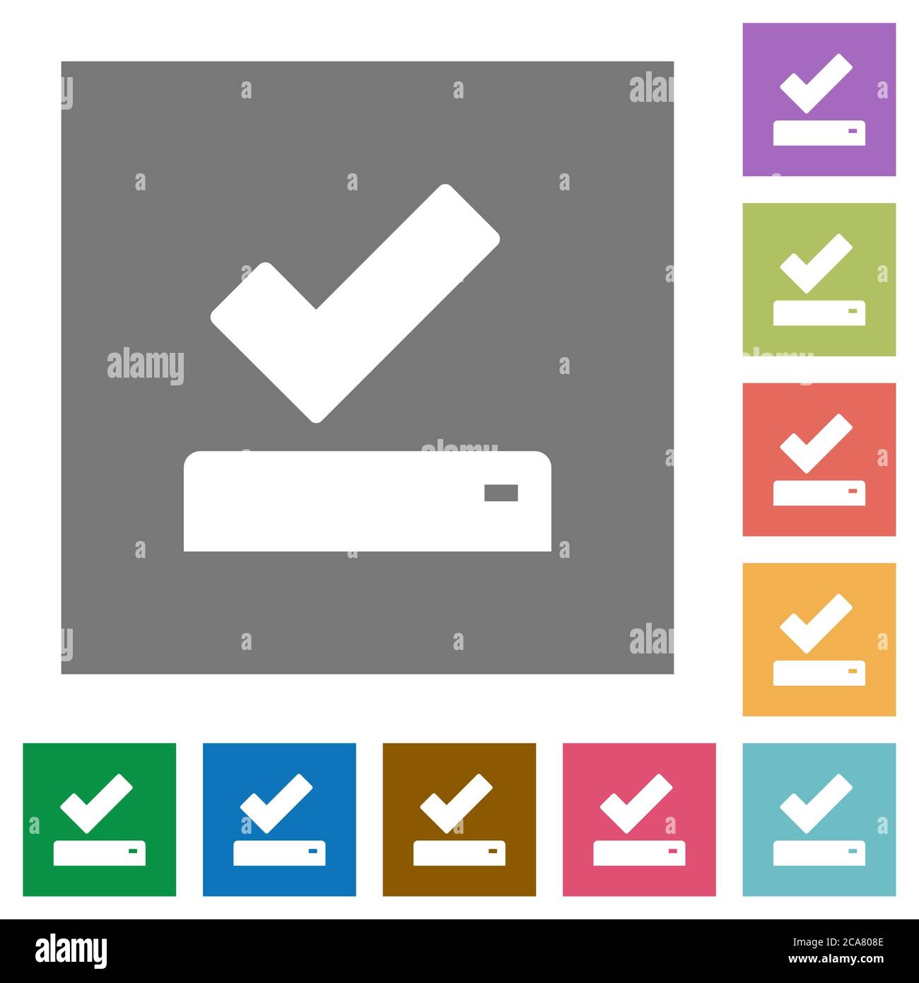 Successfully saved flat icons on simple color square backgrounds Stock ...