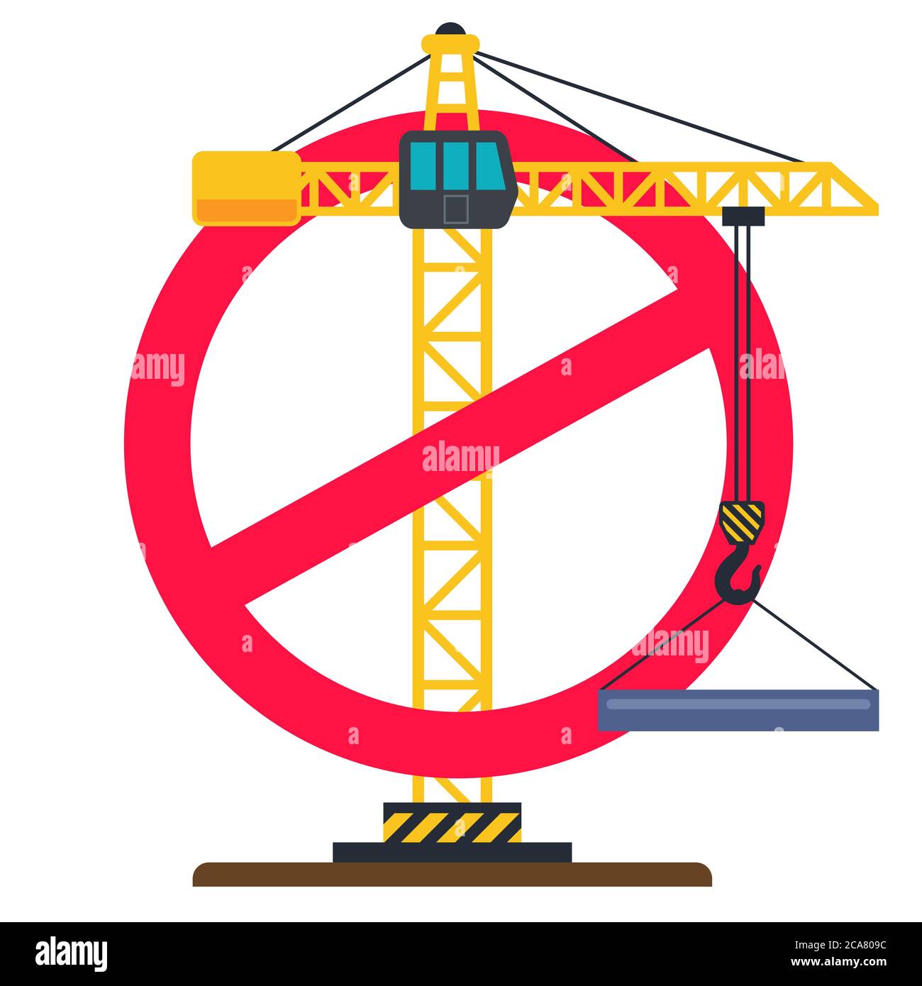 stop sign construction. crossed construction crane. flat vector ...