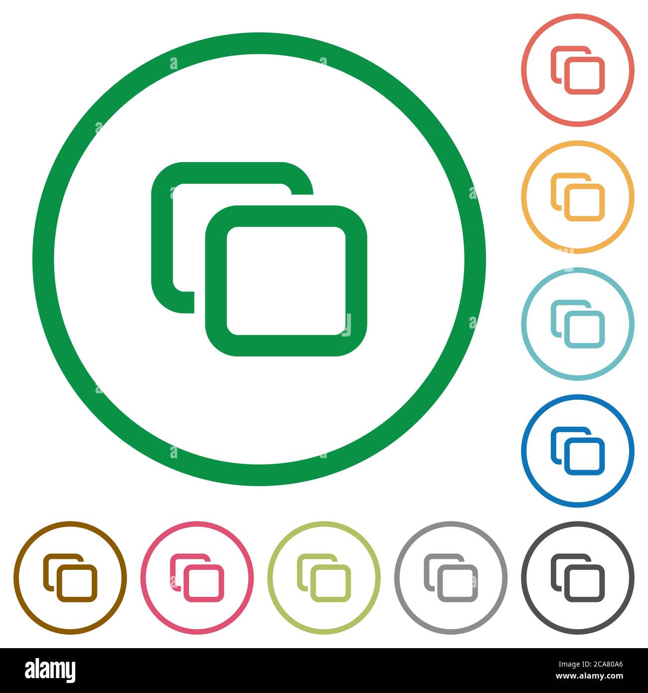 Tabs flat color icons in round outlines on white background Stock ...