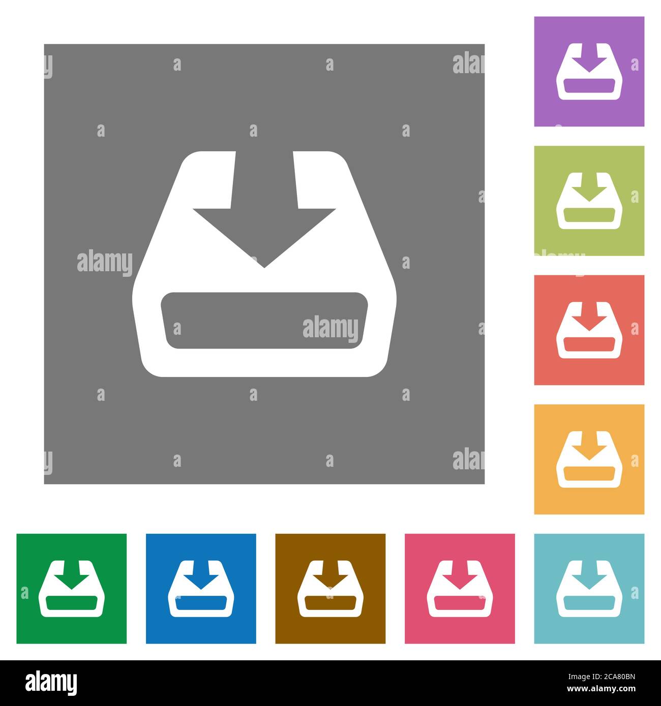 Install to hard drive flat icons on simple color square backgrounds ...
