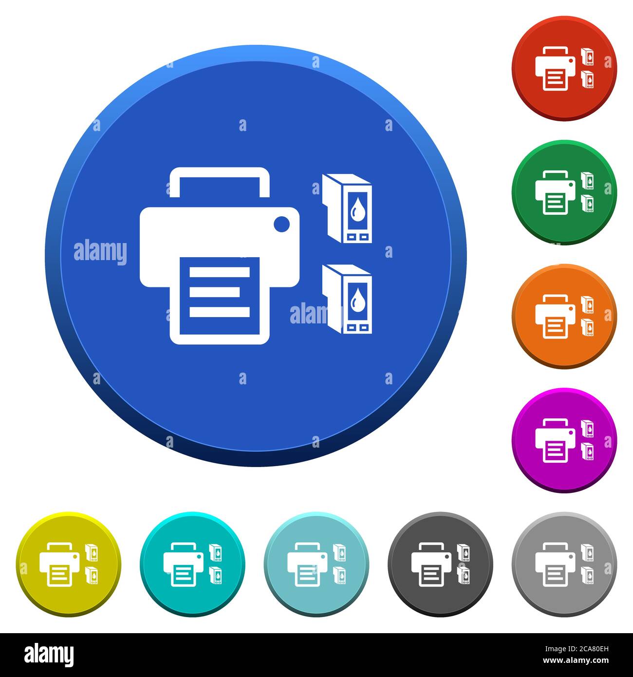 Printer and ink cartridges round color beveled buttons with smooth ...