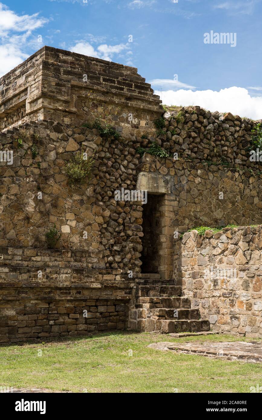 Detail of stonework and a door in Building U at the pre-Columbian ...