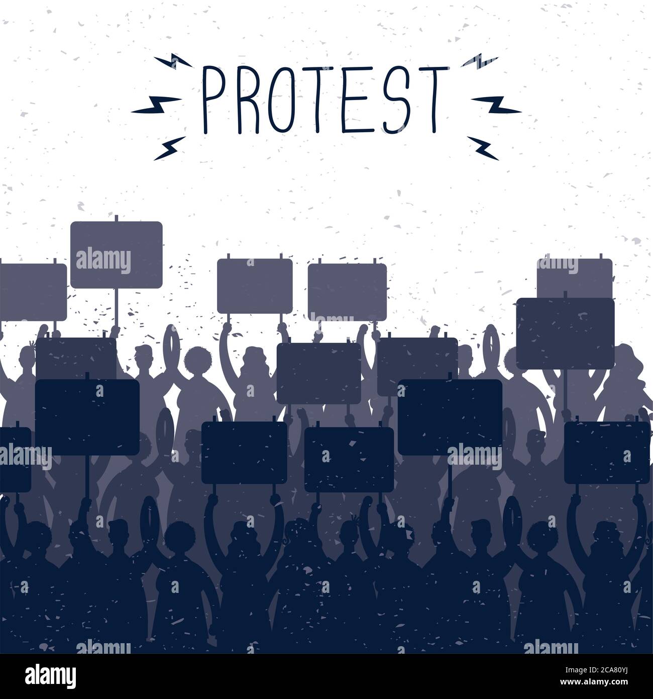 people holding protest banners silhouettes scene vector illustration ...