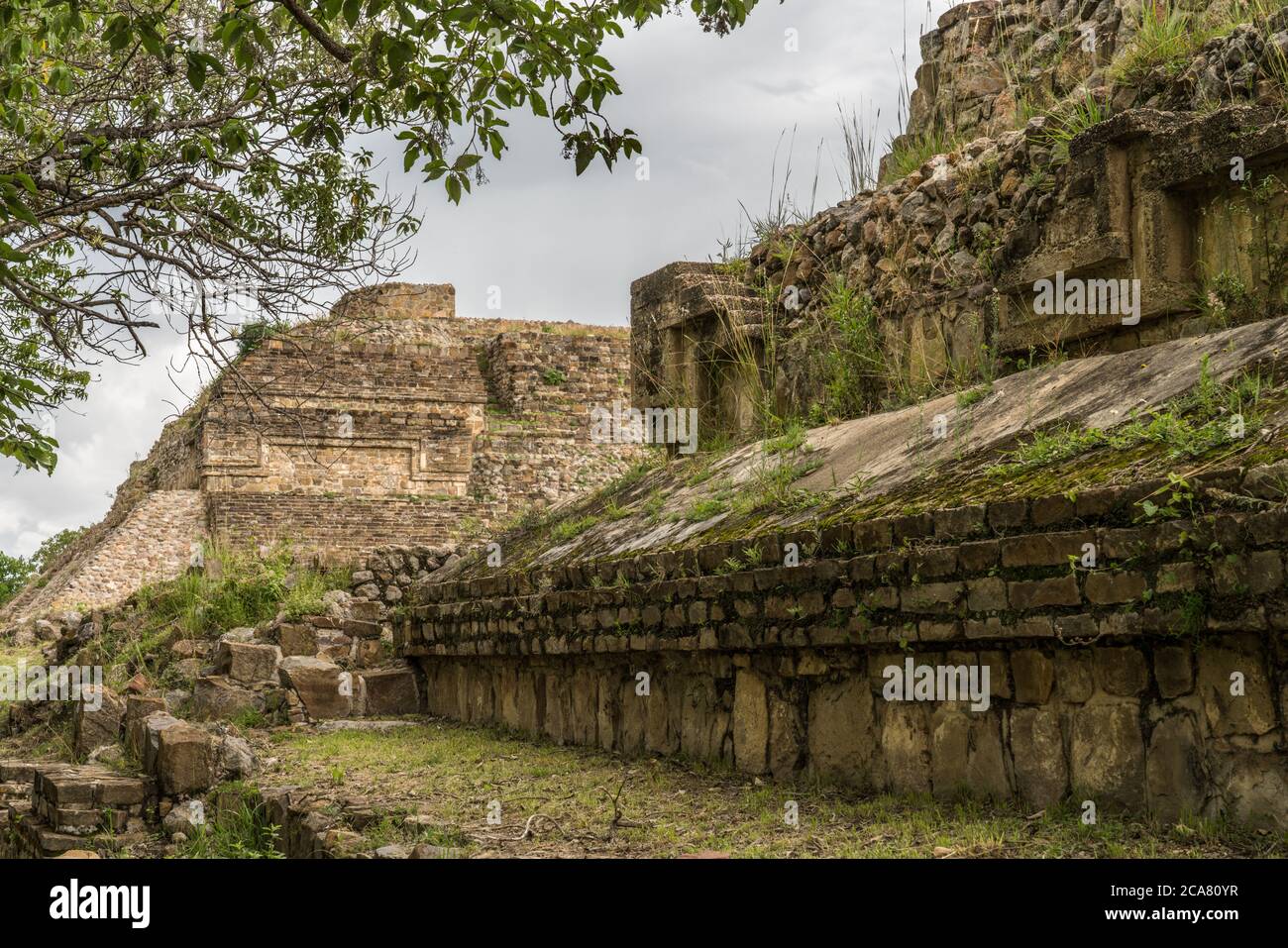 A detail view of the two pyramids in System M in the pre-Columbian ...