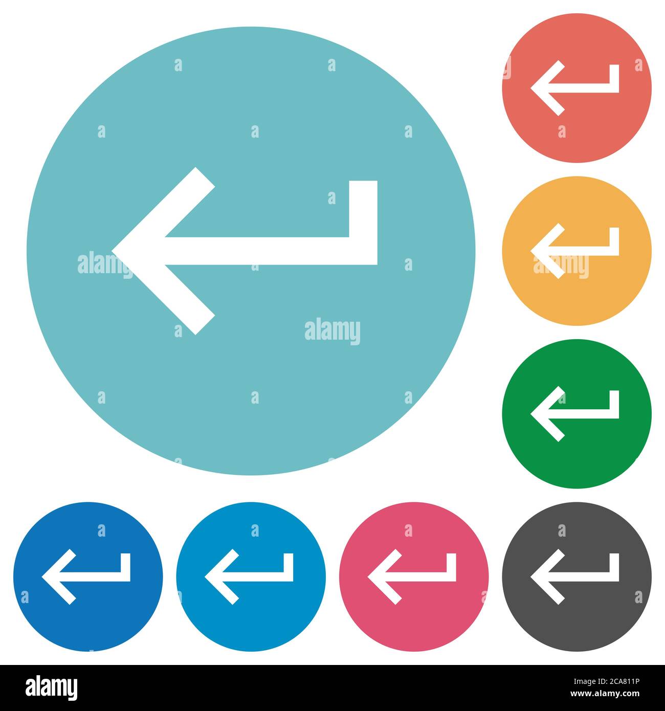 Keyboard return flat white icons on round color backgrounds Stock Vector Image & Art - Alamy