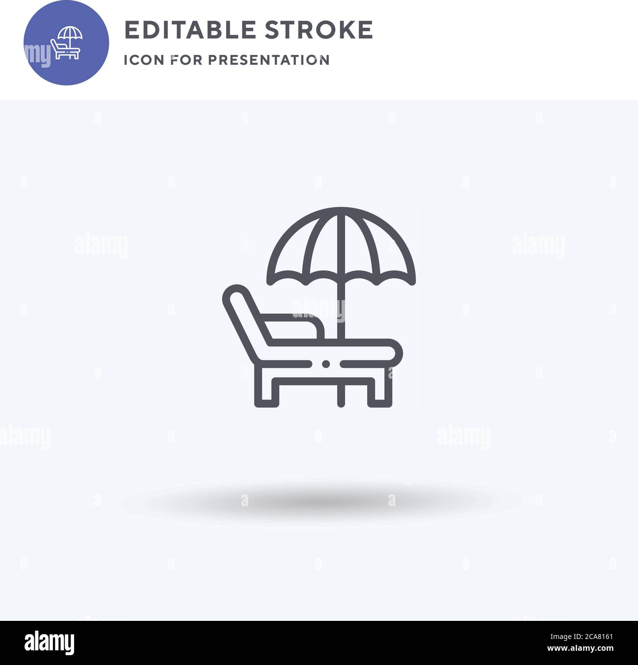 Sunbed icon vector, filled flat sign, solid pictogram isolated on white ...