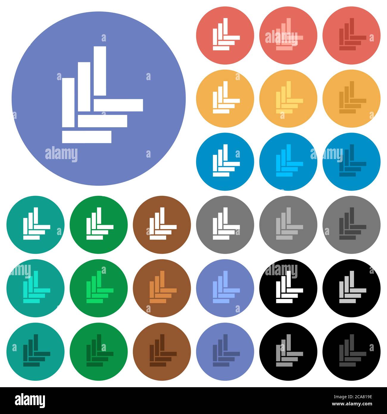 Parquet pattern multi colored flat icons on round backgrounds. Included ...