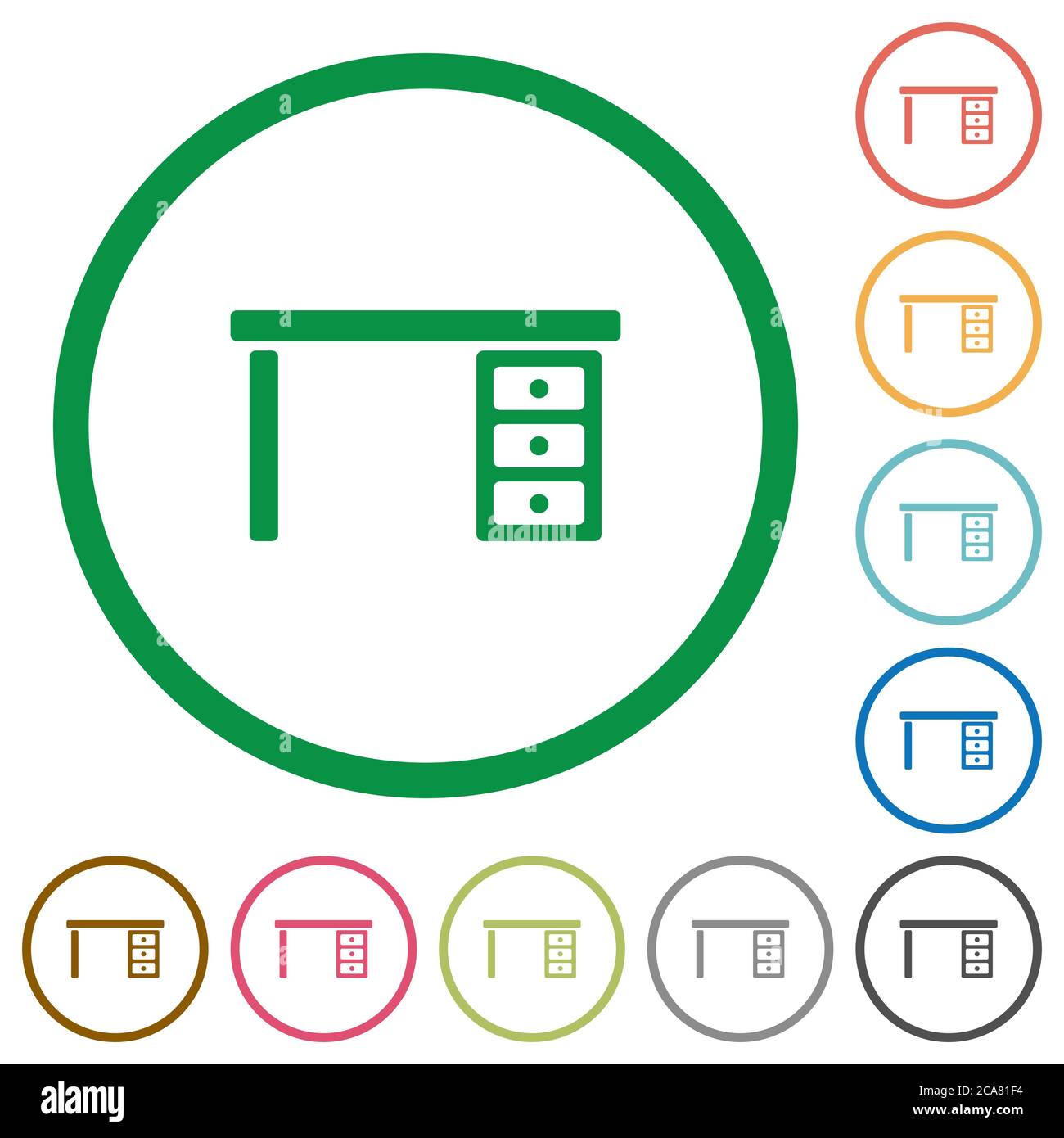 Drawer desk flat color icons in round outlines on white background Stock Vector Image & Art - Alamy