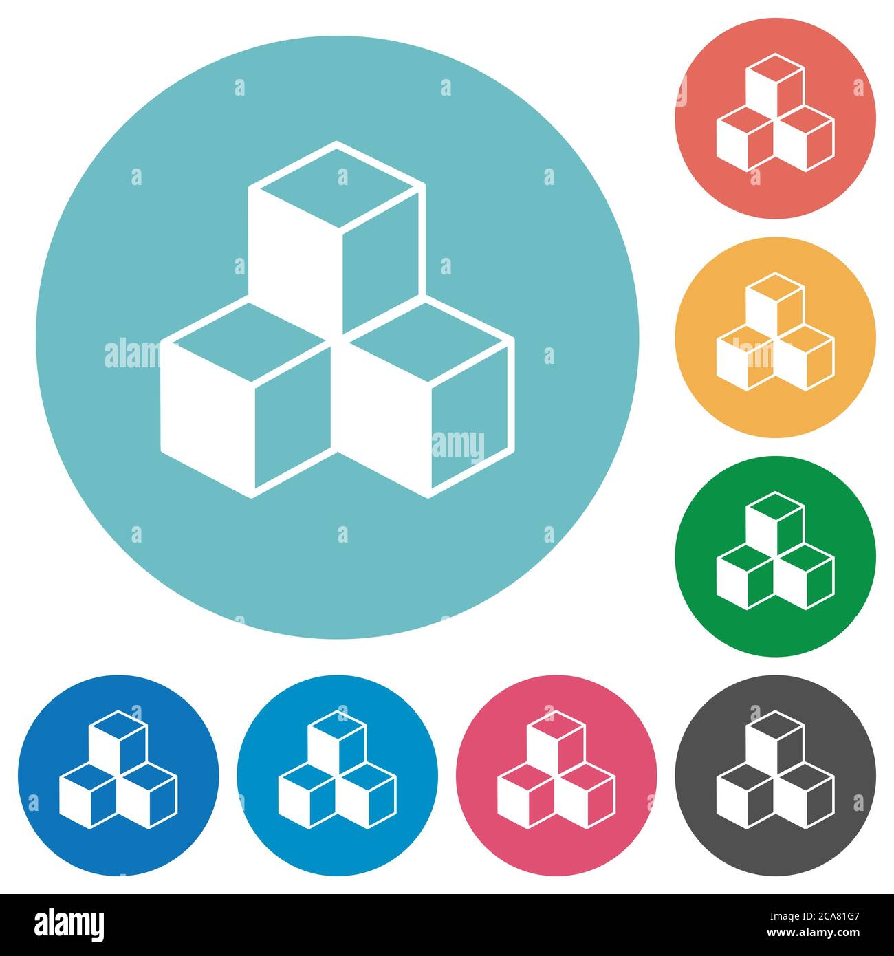 Cubes flat white icons on round color backgrounds Stock Vector Image ...