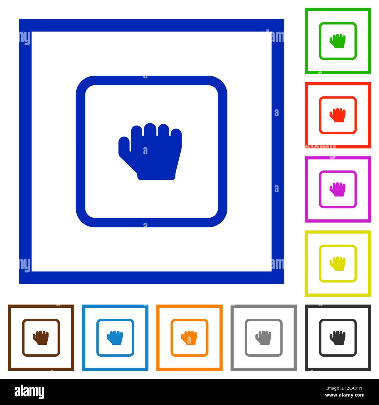 Grab object flat color icons in square frames on white background Stock ...