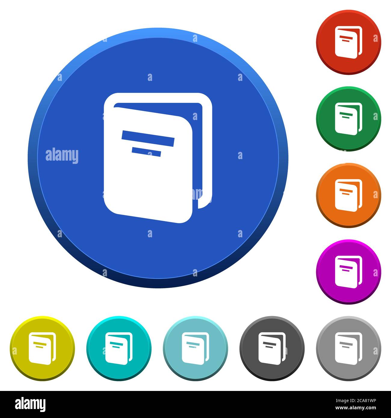 Album round color beveled buttons with smooth surfaces and flat white ...