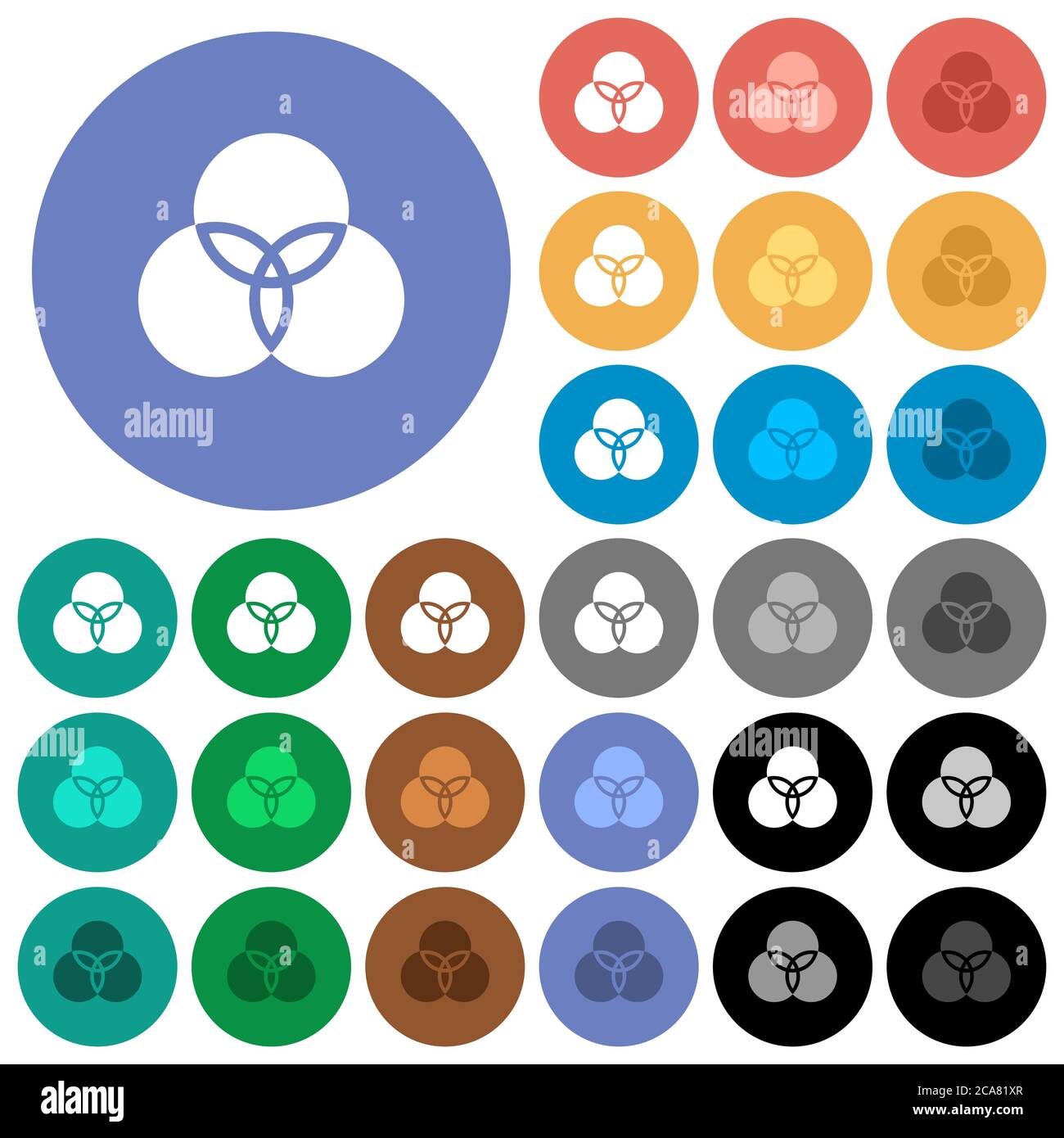 Color filter multi colored flat icons on round backgrounds. Included ...