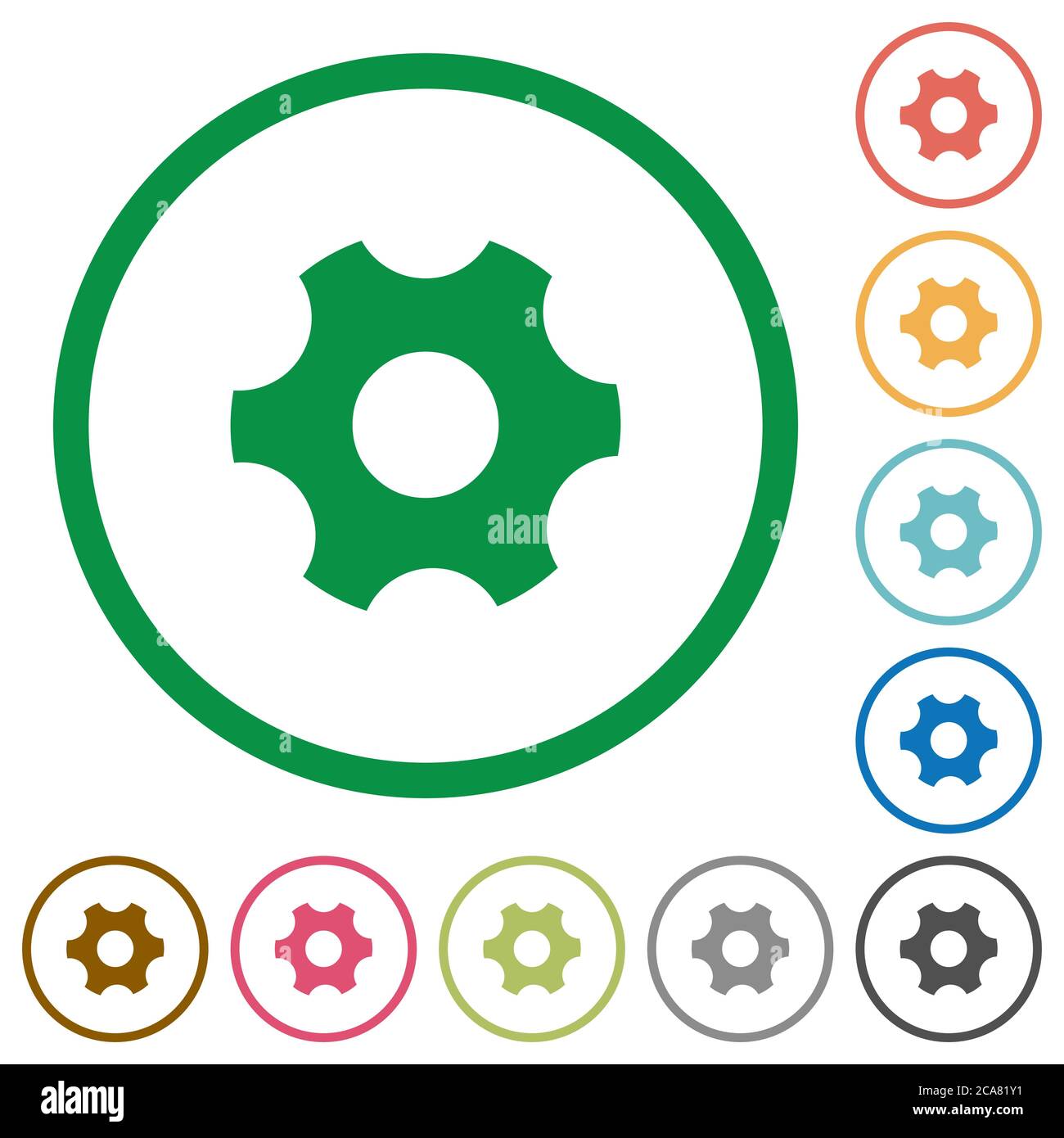 Single cogwheel flat color icons in round outlines on white background Stock Vector Image & Art ...