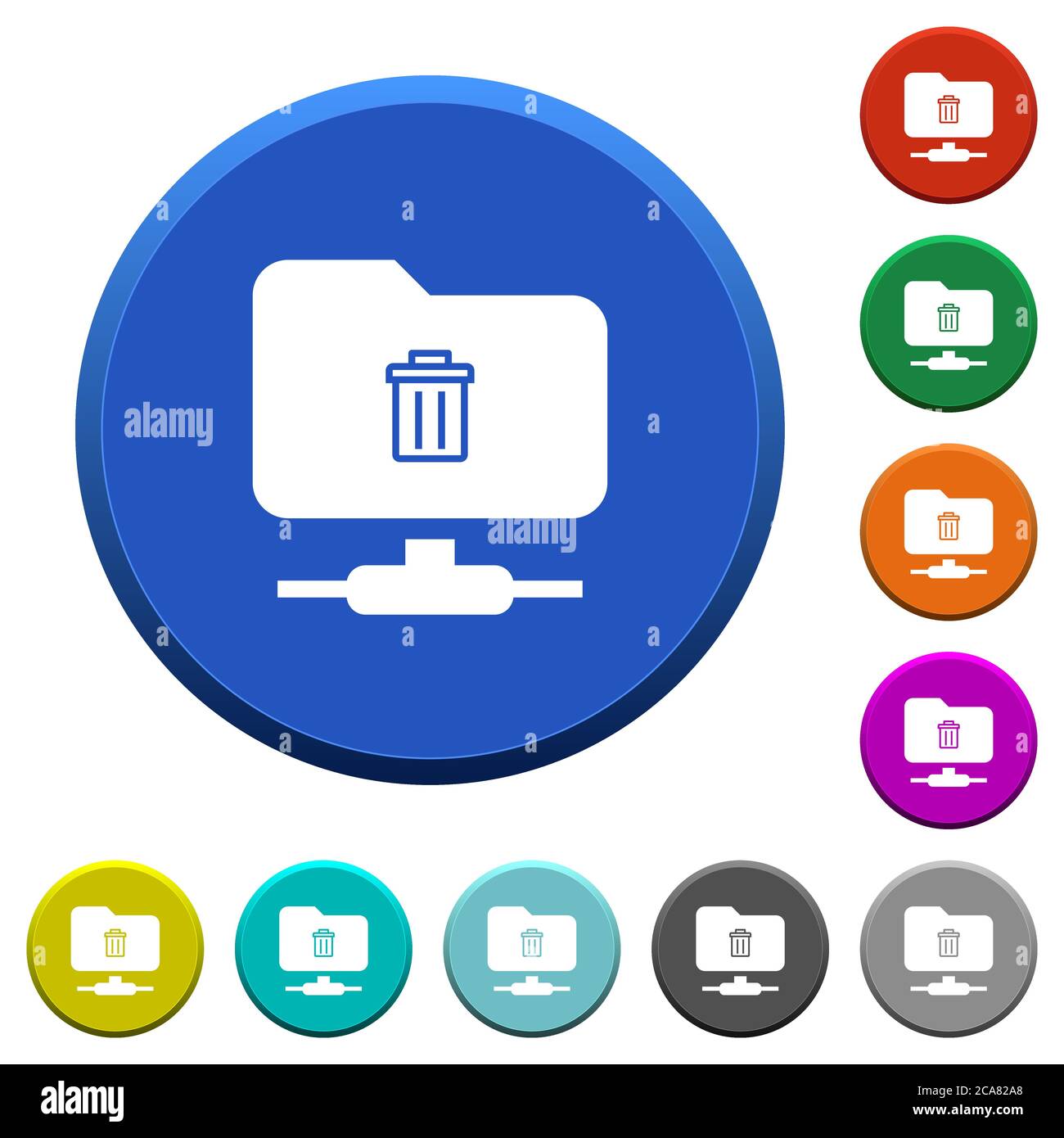 FTP delete round color beveled buttons with smooth surfaces and flat ...