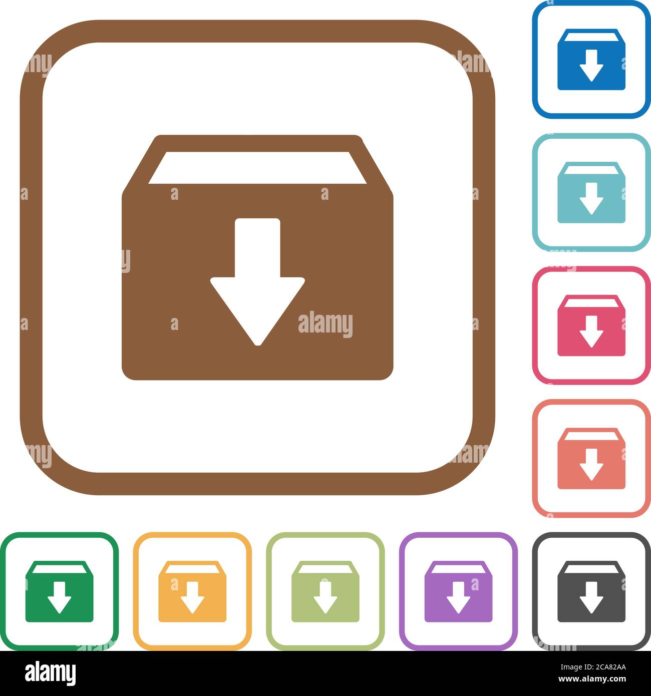 Archive simple icons in color rounded square frames on white background Stock Vector Image & Art ...