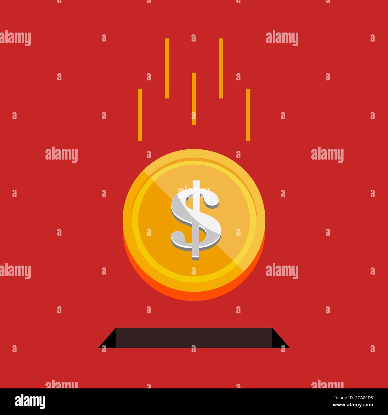the coin falls into the hole. money piggy bank. flat vector ...