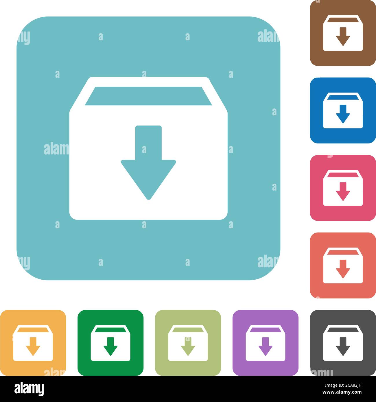 Archive white flat icons on color rounded square backgrounds Stock ...