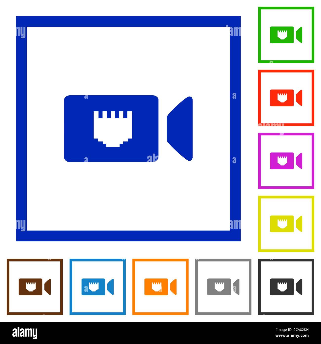 IP camera flat color icons in square frames on white background Stock ...