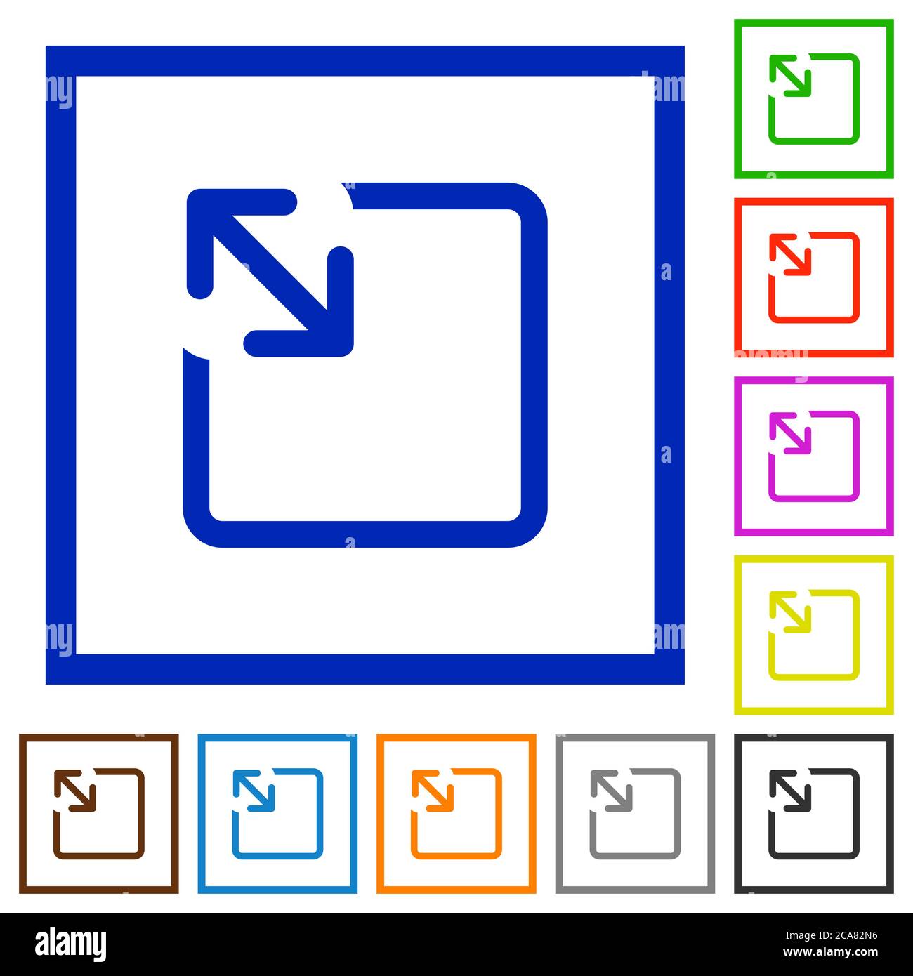 Resize object flat color icons in square frames on white background ...