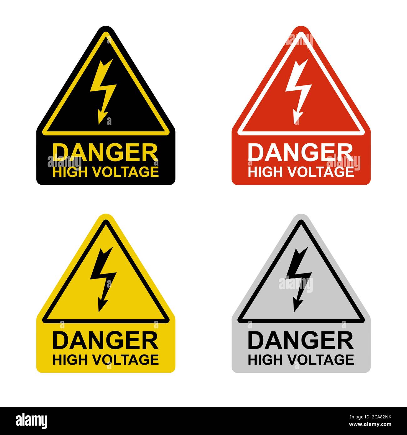 high voltage hazard. set of signs on a white background. vector sign ...