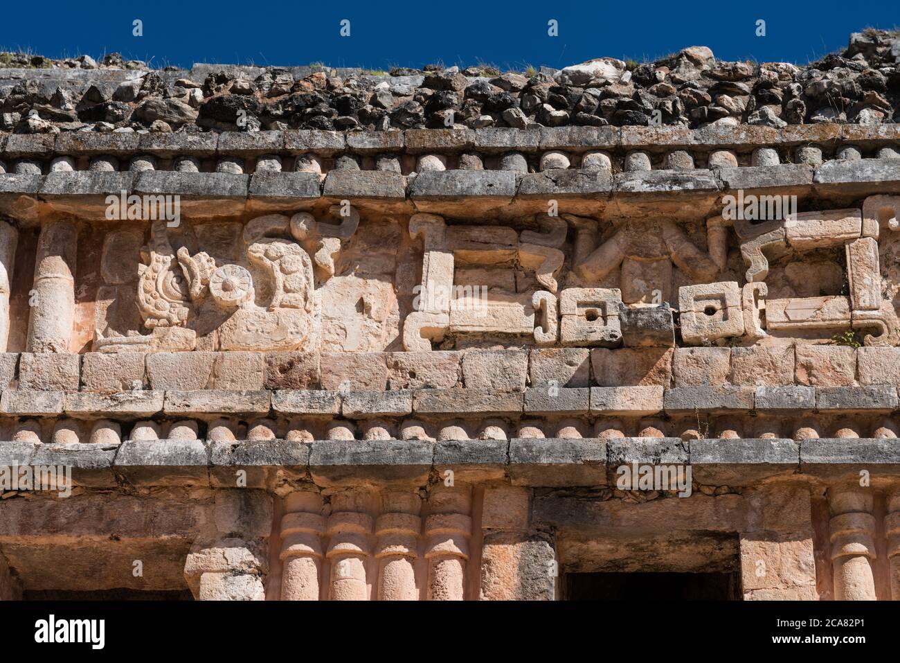 Diving God depicted on the Grand Palace in the ruins of the Mayan city ...