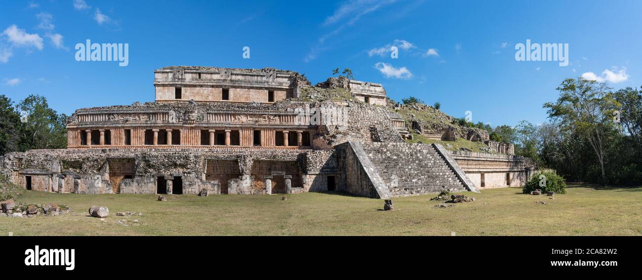The Grand Palace in the ruins of the Mayan city of Sayil, part of the ...
