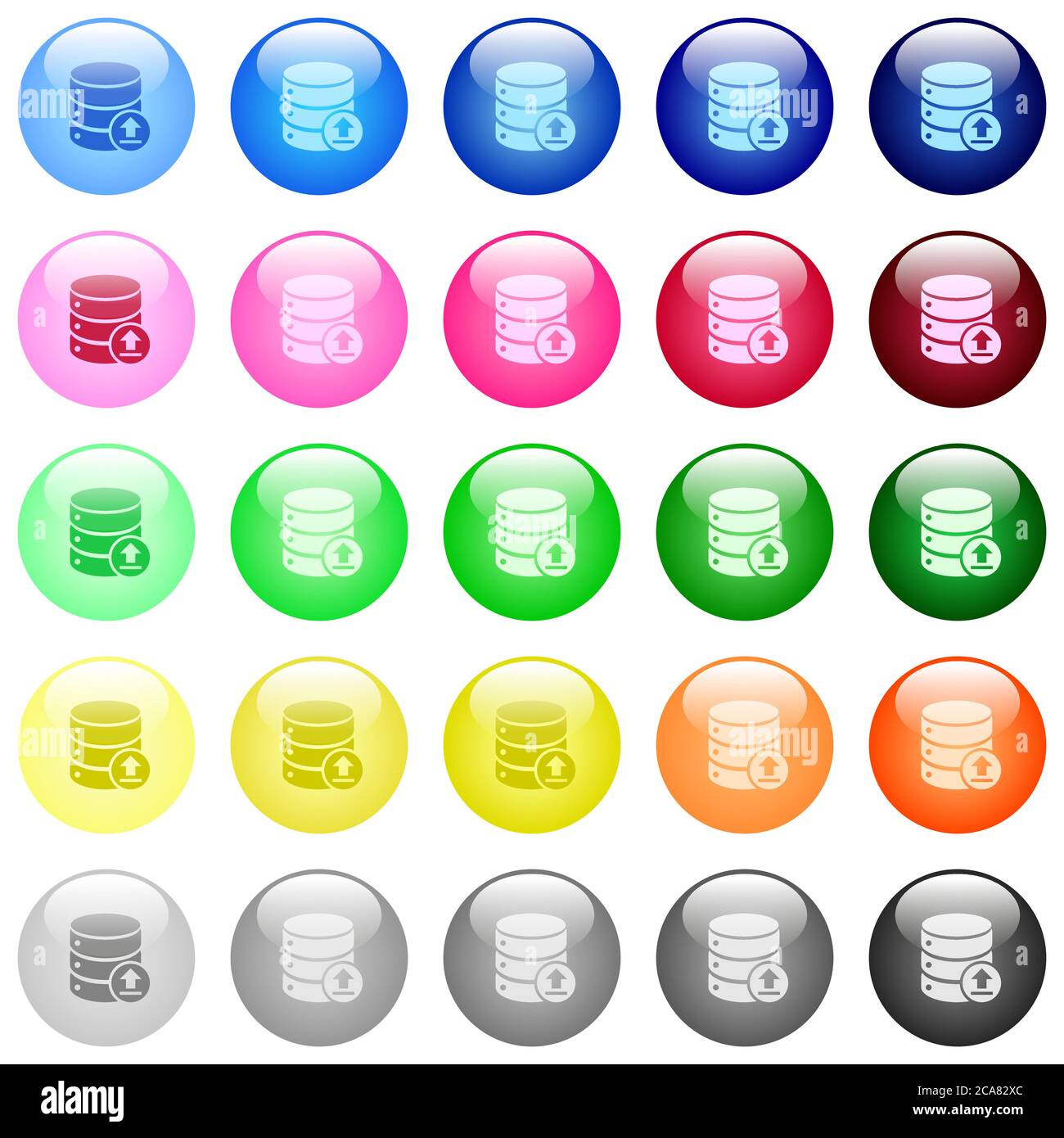 Restore database icons in set of 25 color glossy spherical buttons ...