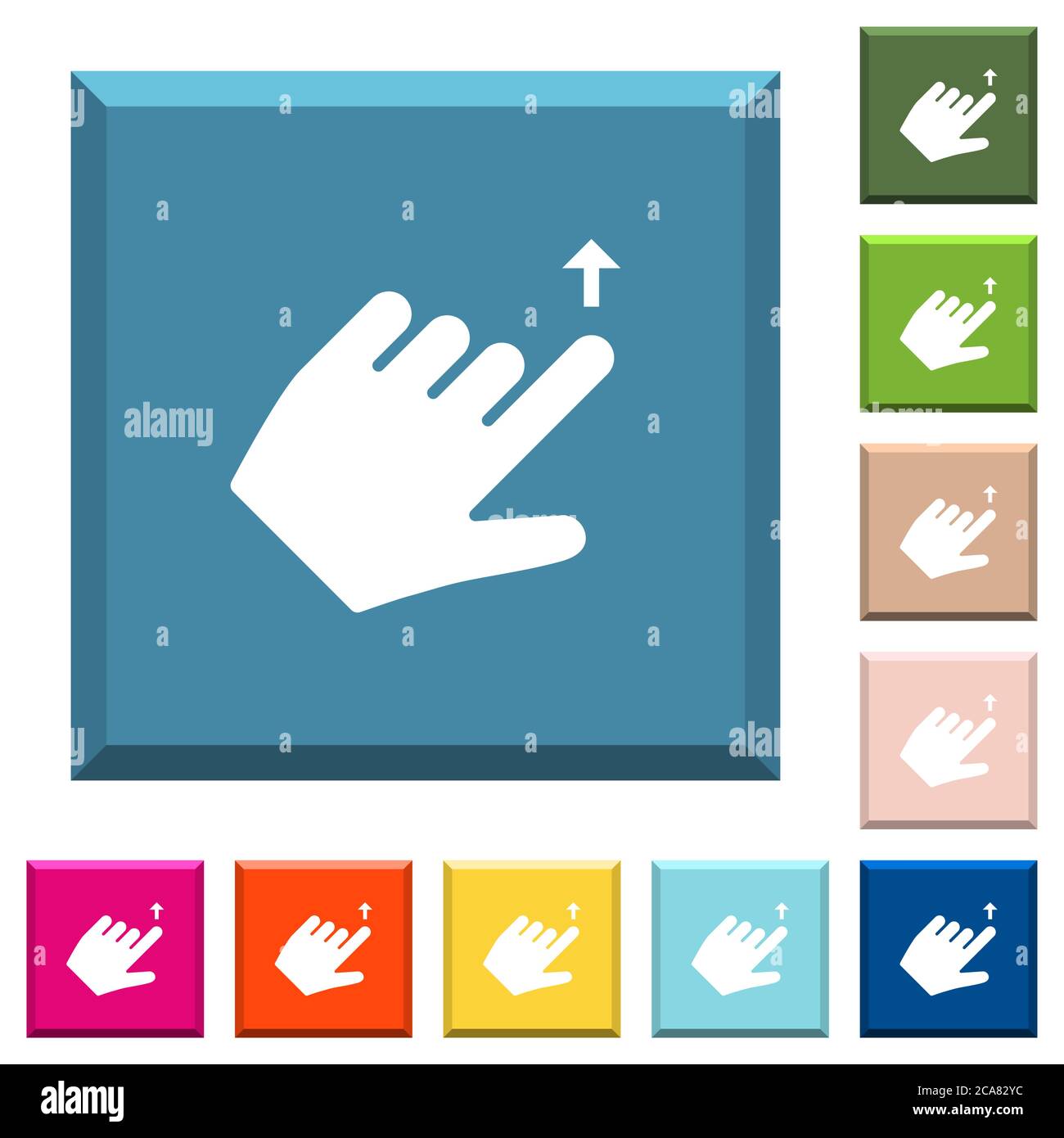 Left handed move up gesture white icons on edged square buttons in ...