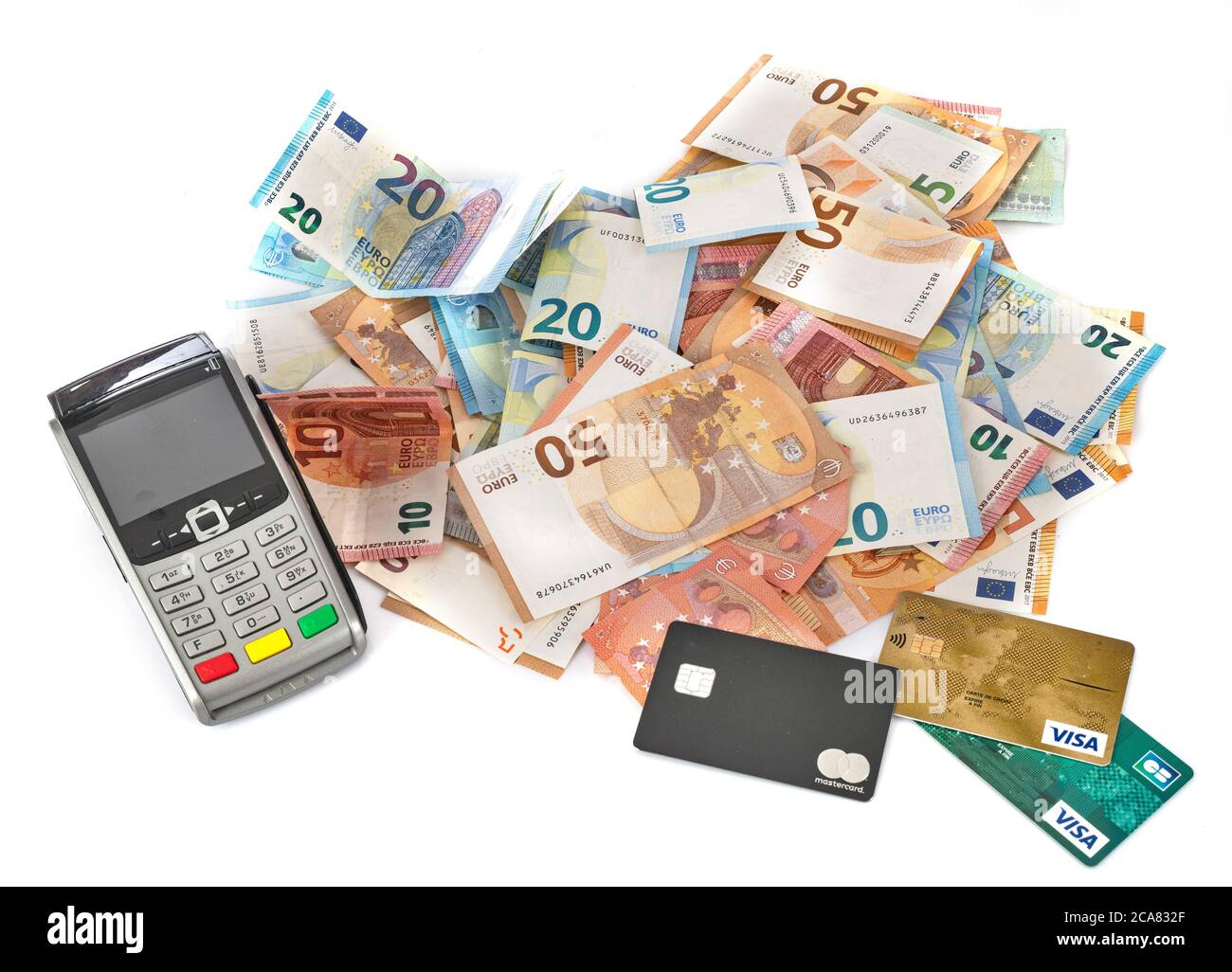 card terminal in front of white background Stock Photo - Alamy