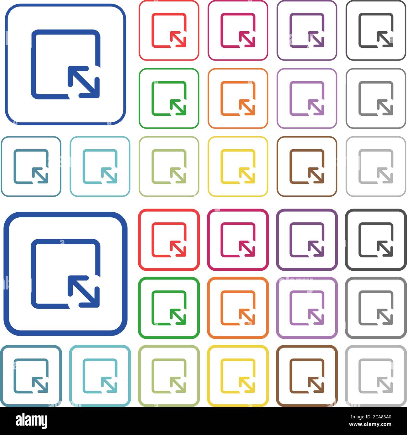 Resize Object Color Flat Icons In Rounded Square Frames Thin And Thick Versions Included Stock