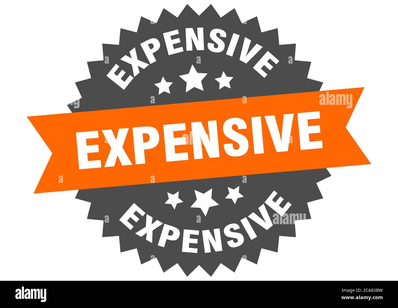 expensive round isolated ribbon label. expensive sign Stock Vector ...