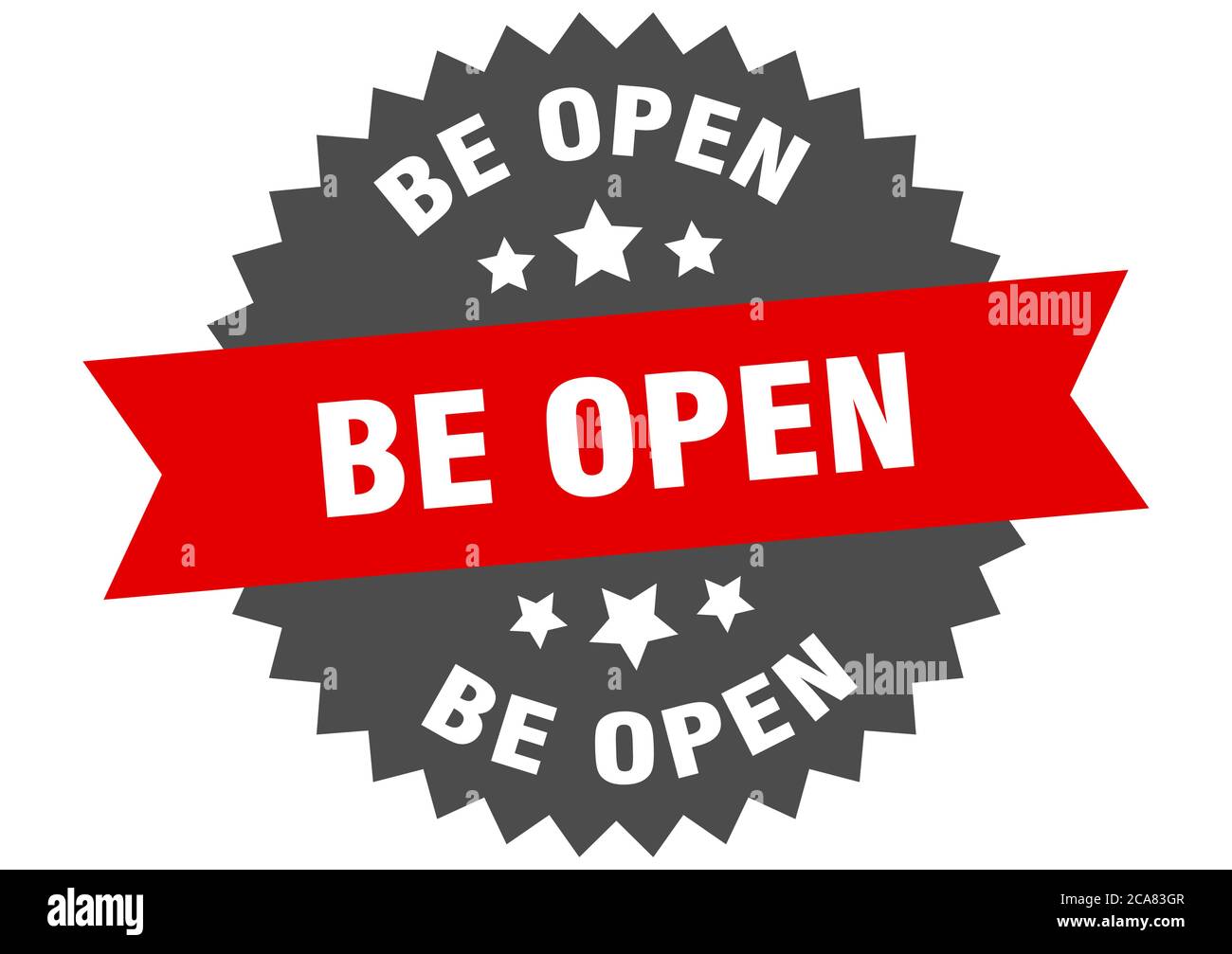 be open round isolated ribbon label. be open sign Stock Vector Image ...