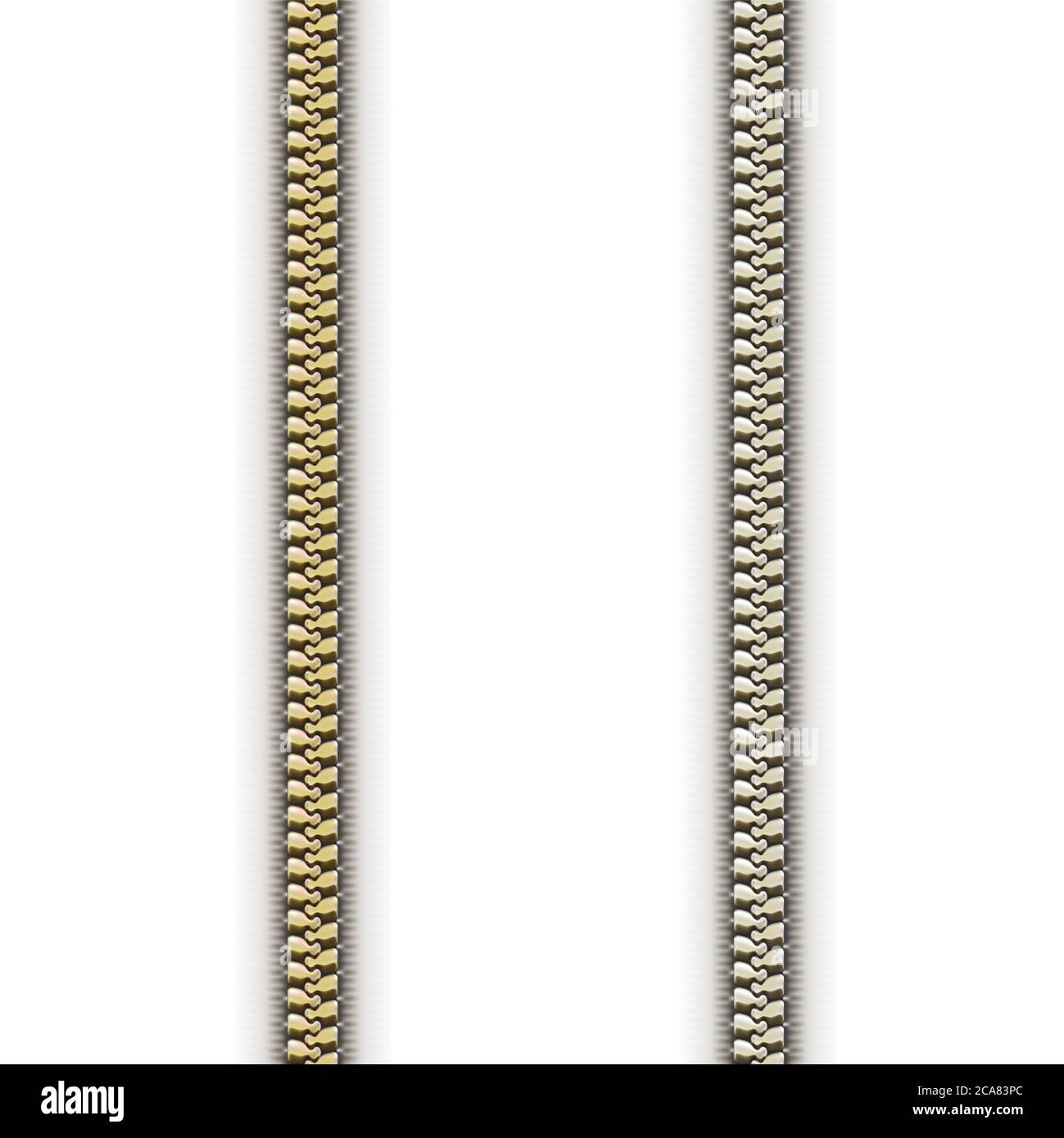 Close zip seamless. Realistic zipper fastener. Metallic gold silver ...
